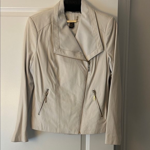 IMAN | Jackets & Coats | Iman Womens Light Beige Leather Jacket | Poshmark